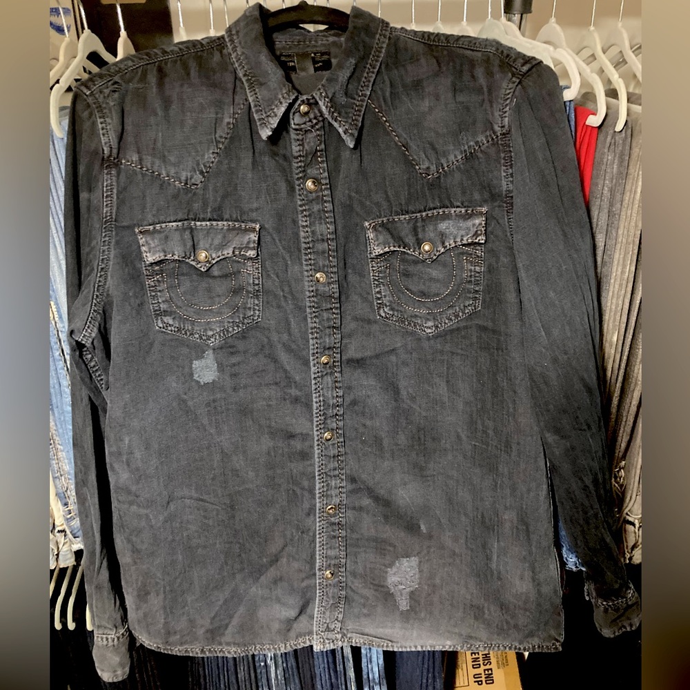 Rare! Ryan Western Shirt In “Epic Night” Wash True Re… - Gem